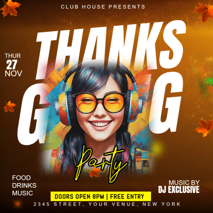 thanksgiving party Template | PosterMyWall