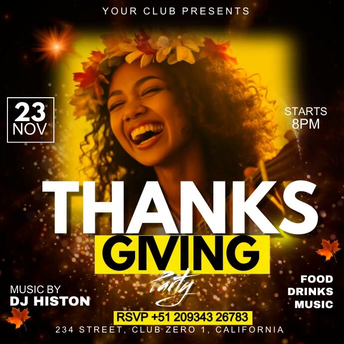 thanksgiving party Template | PosterMyWall