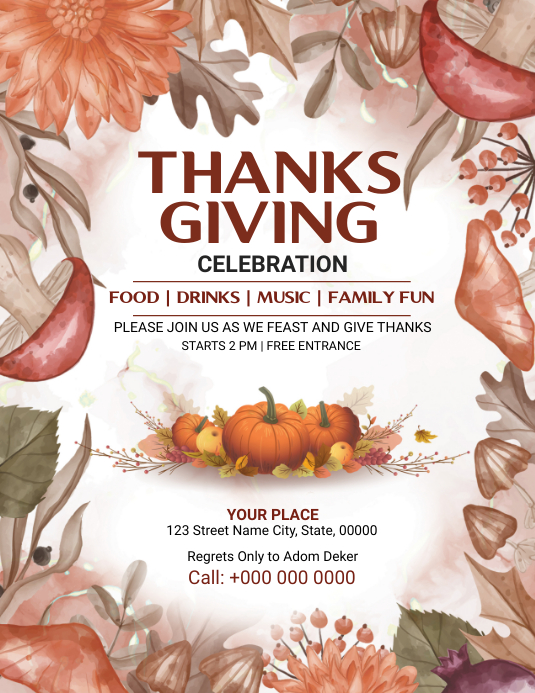 ThanksGiving Party Flyer Template | PosterMyWall