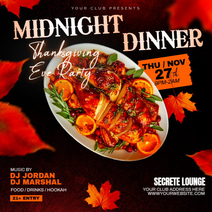 Thanksgiving party flyer Modelo | PosterMyWall