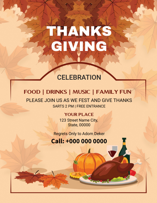 Thanksgiving Party Flyer Template | PosterMyWall