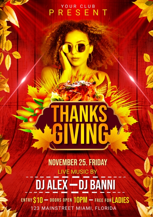 thanksgiving party flyer Template | PosterMyWall
