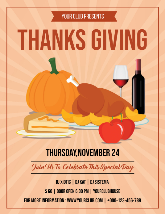 ThanksGiving Party Flyer Template | PosterMyWall