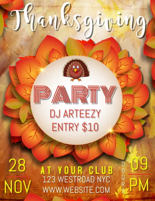 Thanksgiving Party Flyer Template | PosterMyWall