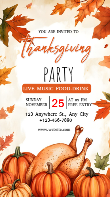 Thanksgiving Party Instagram Story Template | PosterMyWall