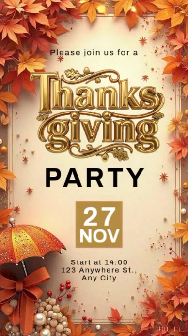 Thanksgiving Party Invitation Ads Template | PosterMyWall
