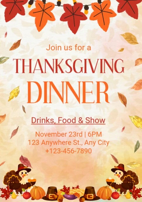Thanksgiving Party Invitation Template | PosterMyWall