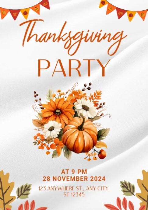 Thanksgiving Party Invitation Template | PosterMyWall