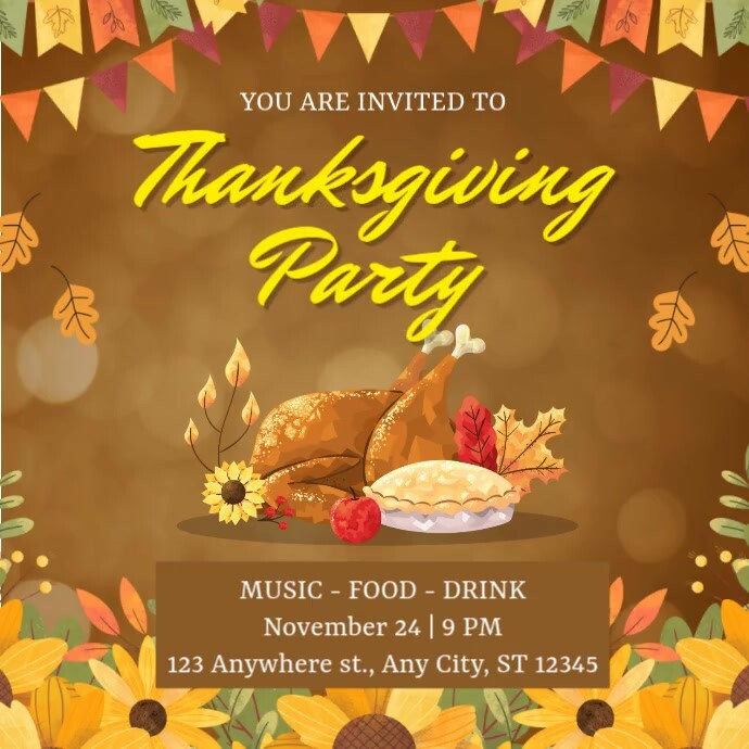 Thanksgiving Party Invitation Templat | PosterMyWall