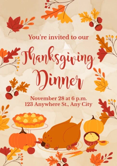 Plantilla de Thanksgiving Party Invitation | PosterMyWall