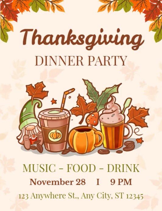 Thanksgiving Party Invitation Template | PosterMyWall