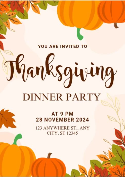 Plantilla de Thanksgiving Party Invitation | PosterMyWall