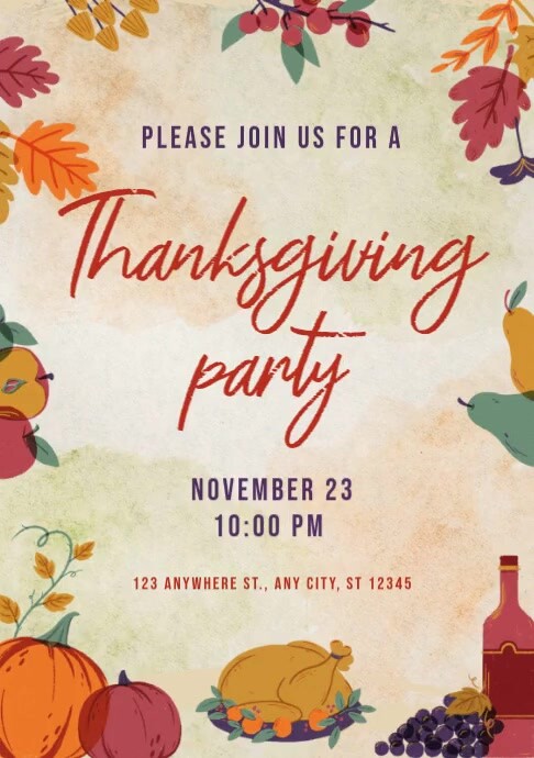 Thanksgiving Party Invitation Template | PosterMyWall