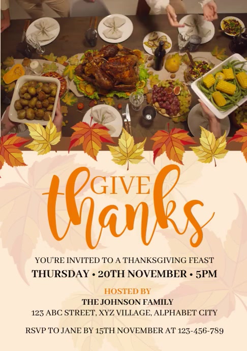 Thanksgiving Party Invitation Template | PosterMyWall