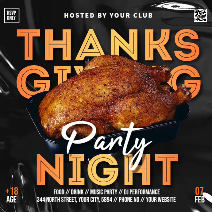 Thanksgiving Party Night Template | PosterMyWall