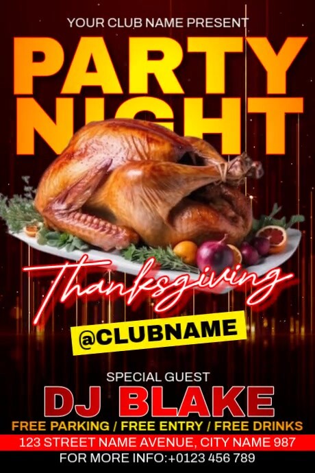 Thanksgiving Party Night Template | PosterMyWall