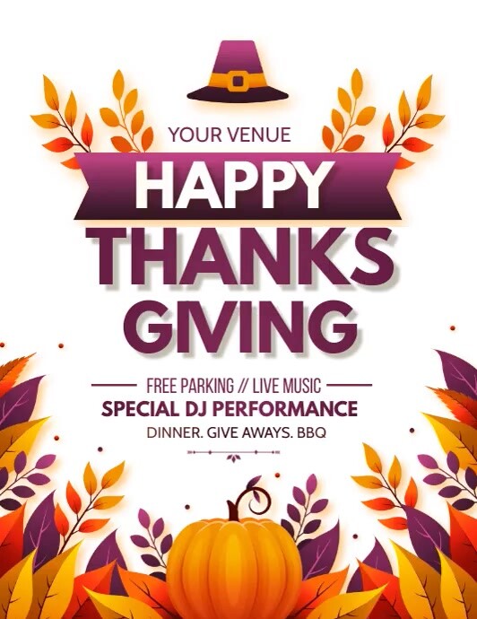 Thanksgiving party poster Template | PosterMyWall