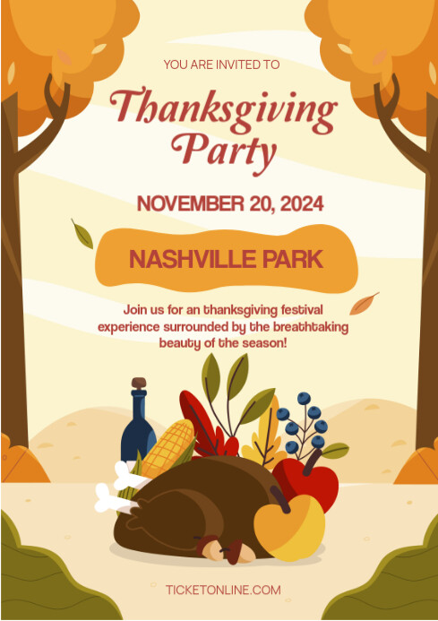 Thanksgiving Party Poster Flyer Template | PosterMyWall
