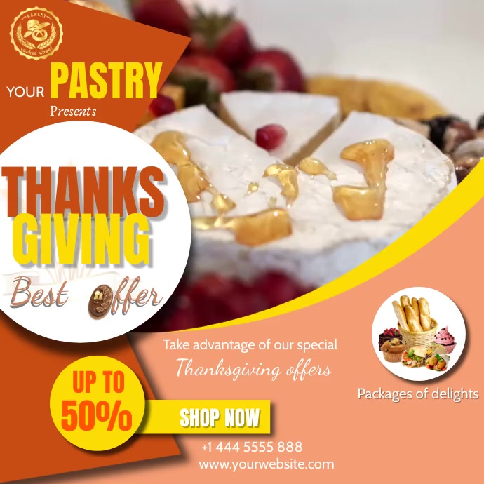 thanksgiving pastry big discount flyer Template | PosterMyWall
