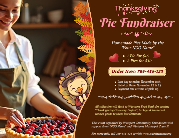 Thanksgiving Pie Fundraiser Flyer Design Template | PosterMyWall