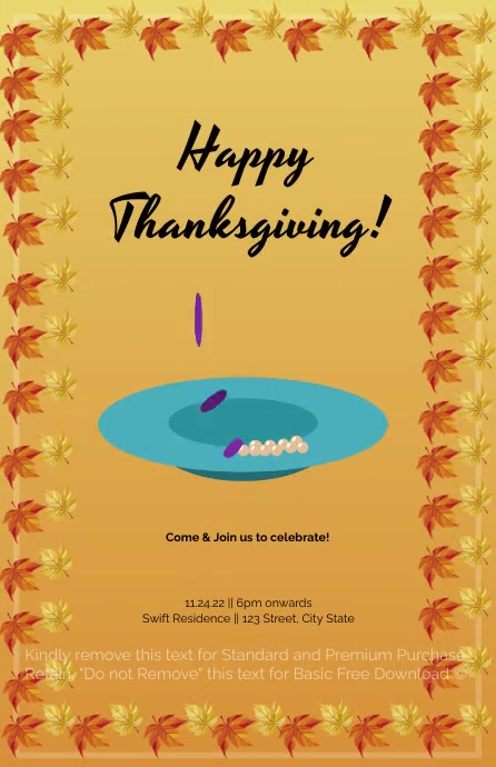 Thanksgiving - Plated Turkey Template | PosterMyWall