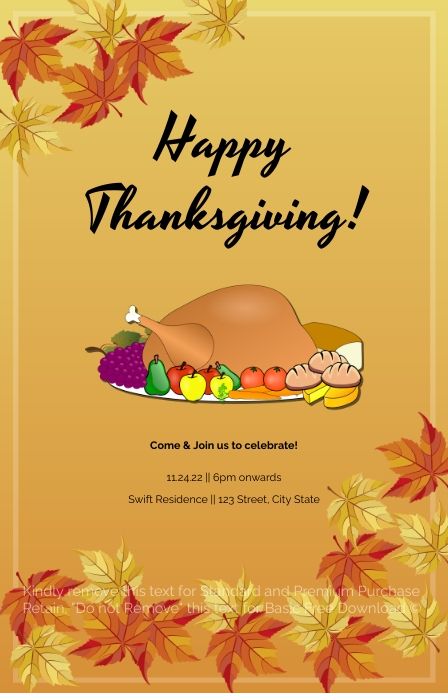 Thanksgiving - Plated Turkey_v3 Template | PosterMyWall