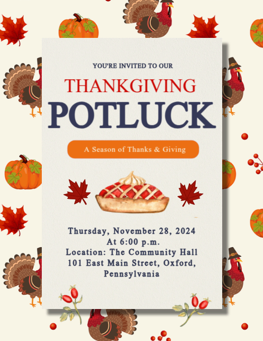 Thanksgiving Potluck Template | PosterMyWall