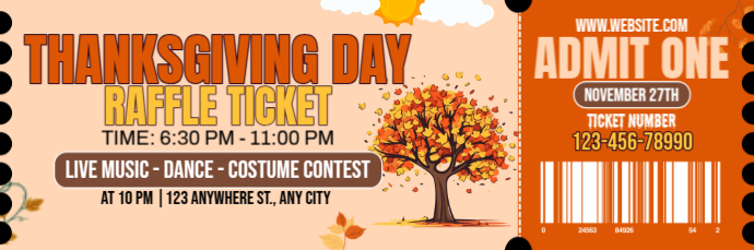 Plantilla de Thanksgiving Raffle Ticket | PosterMyWall