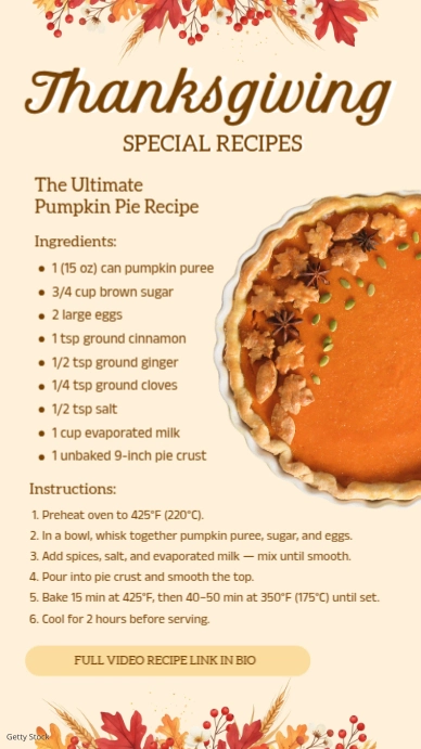 Thanksgiving Recipe Template Vertical | PosterMyWall