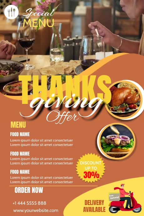 thanksgiving restaurant menus template | PosterMyWall