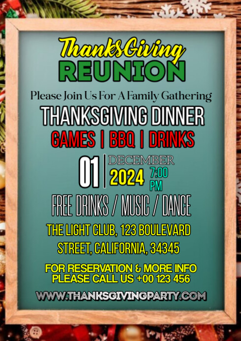 Thanksgiving Reunion Template | PosterMyWall