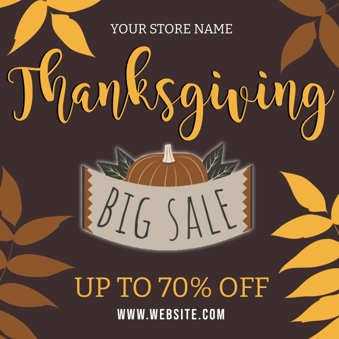 THANKSGIVING SALE Discount EVENT TEMPLATE | PosterMyWall