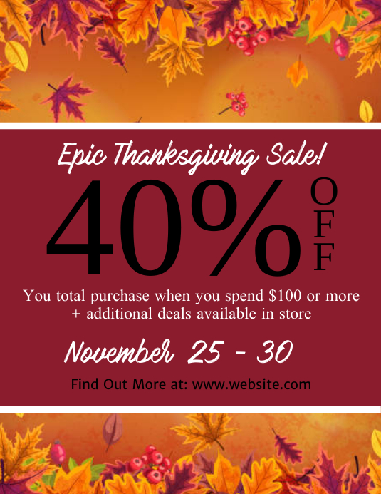 Thanksgiving Sale Flyer Template | PosterMyWall