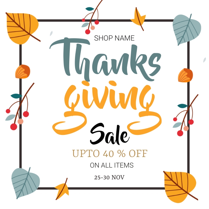 THANKSGIVING SALE POSTER Template | PosterMyWall