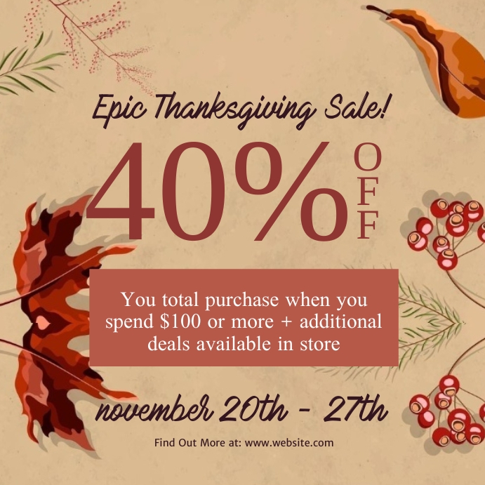 thanksgiving Season Sale Flyer Template | PosterMyWall