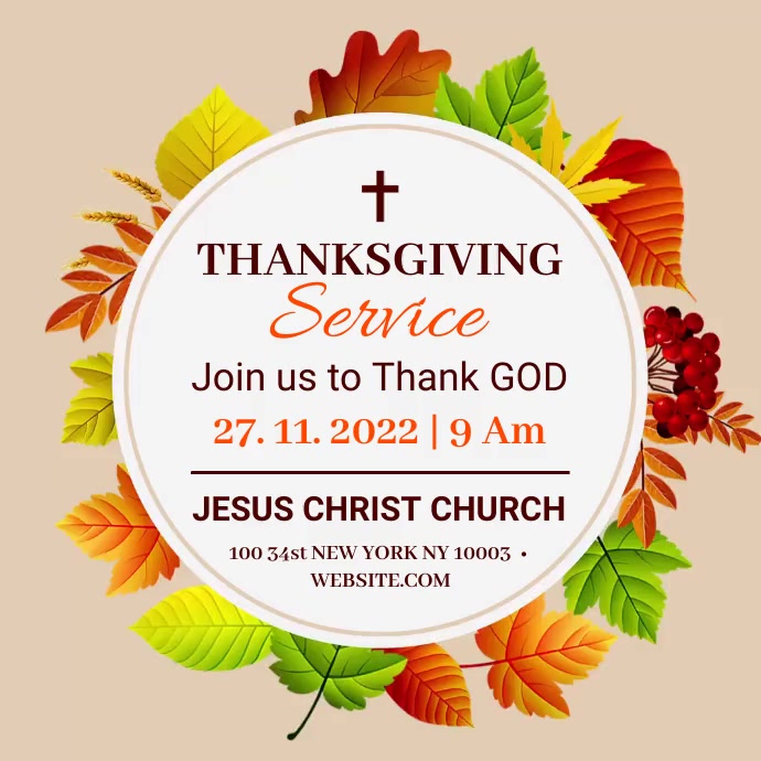 Thanksgiving service animated Template | PosterMyWall