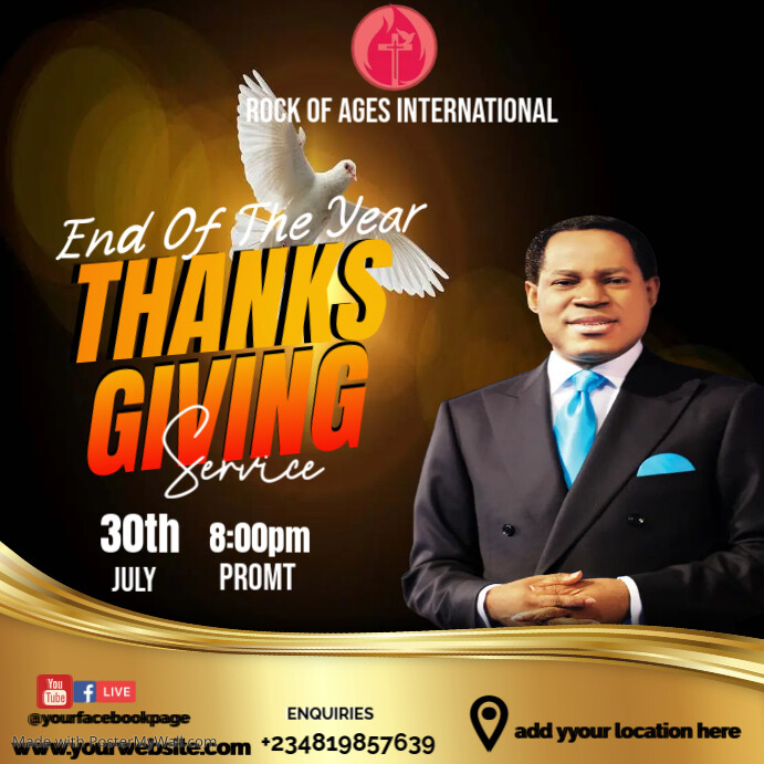 THANKSGIVING SERVICE Template | PosterMyWall