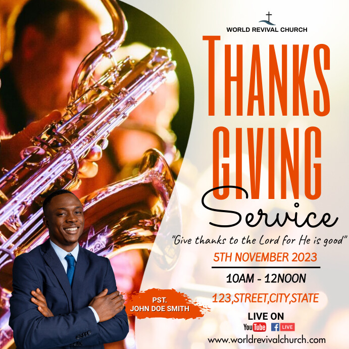 Thanksgiving service Template | PosterMyWall