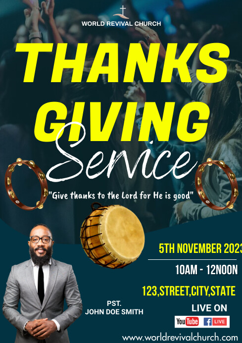 Thanksgiving service Template | PosterMyWall