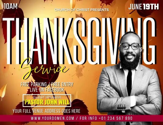 Thanksgiving service Template | PosterMyWall