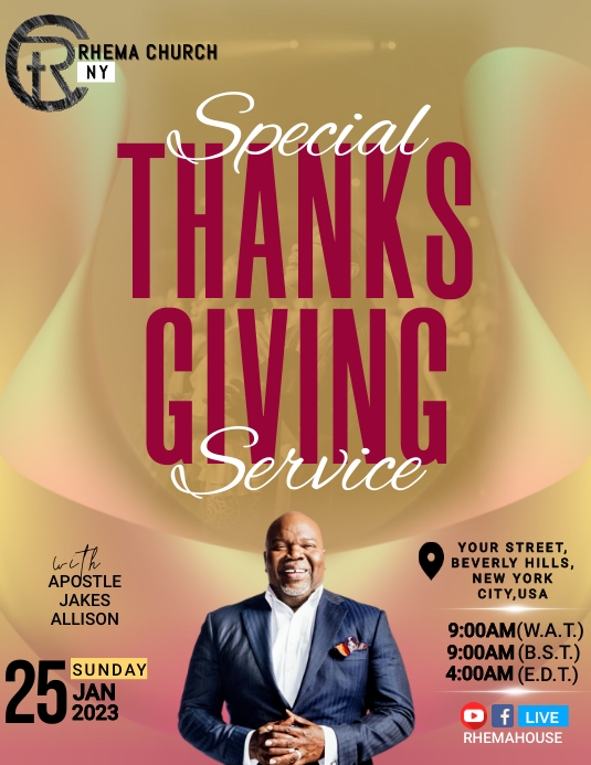 Thanksgiving Service Template | PosterMyWall