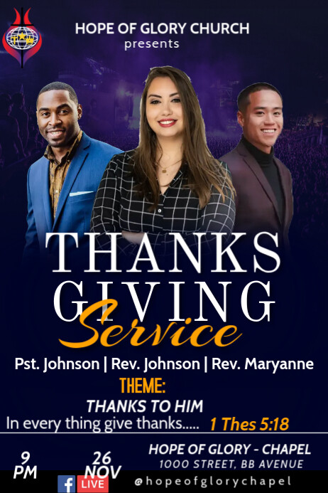 Thanksgiving Service Template | PosterMyWall