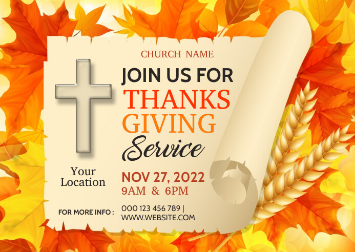 Thanksgiving Service Template | PosterMyWall