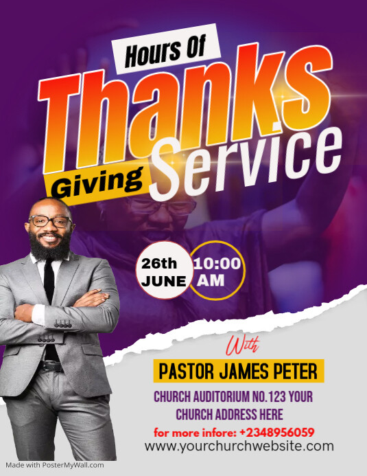 THANKSGIVING SERVICE Template | PosterMyWall