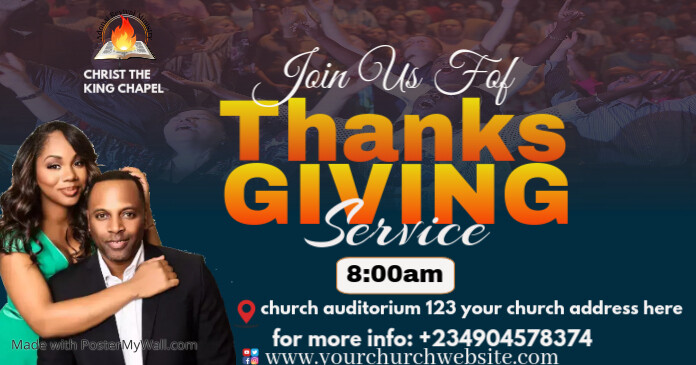 THANKSGIVING SERVICE Template | PosterMyWall