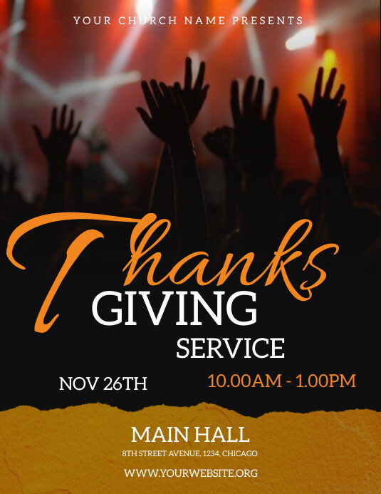 Plantilla de Thanksgiving Service Flier Template | PosterMyWall