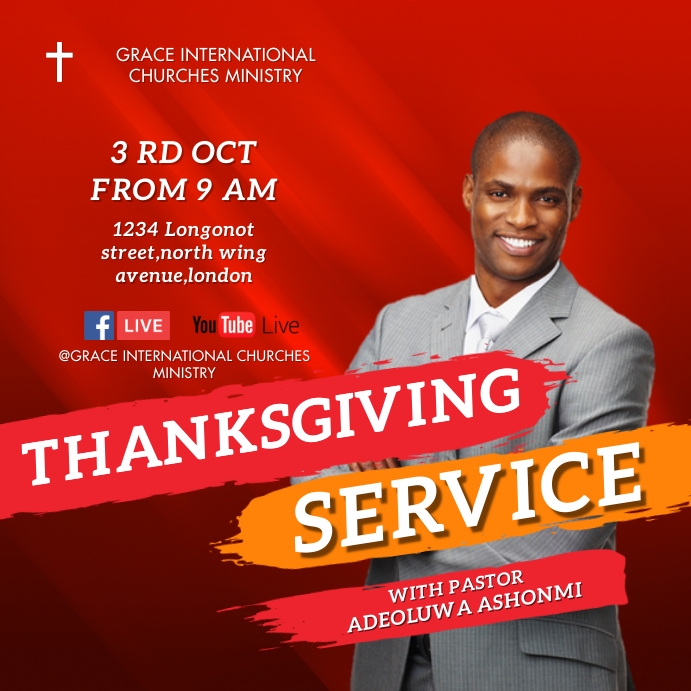 THANKSGIVING SERVICE FLYER Template | PosterMyWall