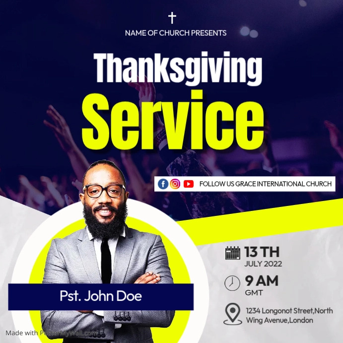 THANKSGIVING SERVICE FLYER Template | PosterMyWall