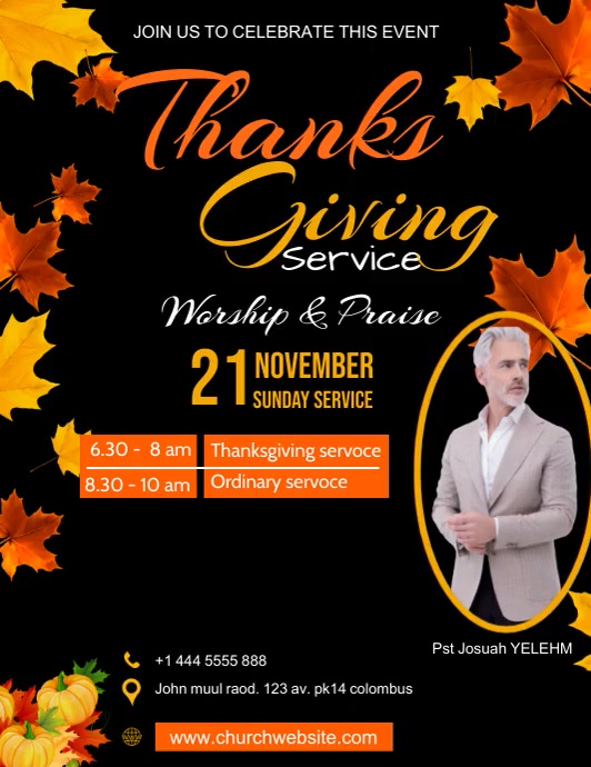 thanksgiving service flyer template | PosterMyWall