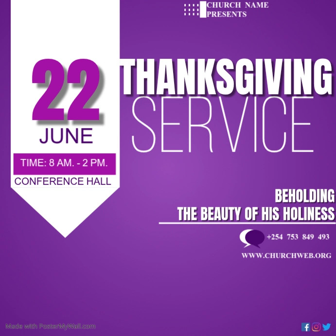 Thanksgiving service poster Template | PosterMyWall